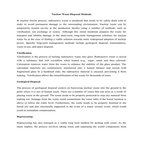 Nuclear waste disposal methods | DOCX