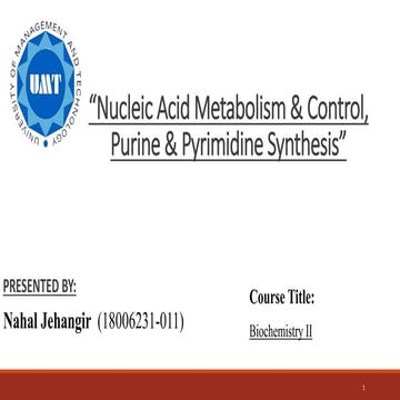 BIOSYNTHESIS OF PURINE NUCLEOTIDES | PPTX
