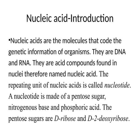 Molecular basis of life: Structures and function of DNA and RNA | PPTX