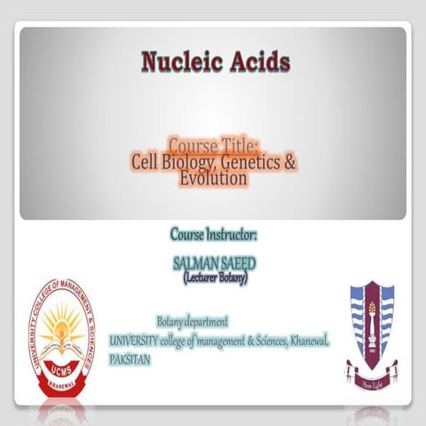 Nucleic acids by Salman Saeed Lecturer Botany UCMS Khanewal | PPTX ...