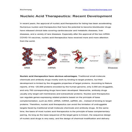 Nucleic acid therapeutics recent development | PDF