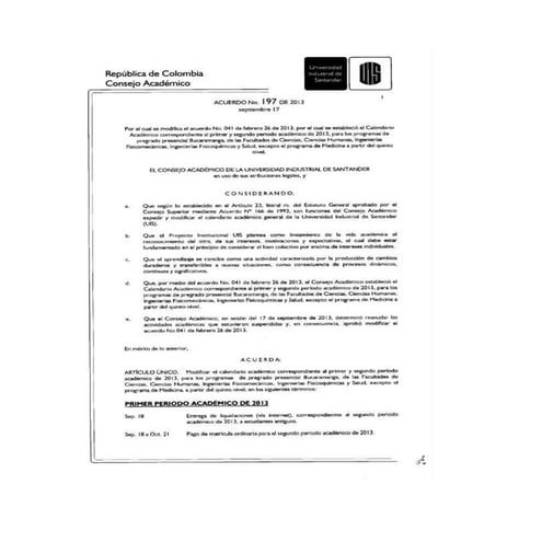 Nuevo calendario académico UIS | PDF