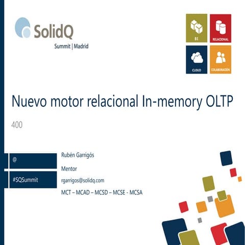 Introducción a bases de datos en memoria oltp | PPTX