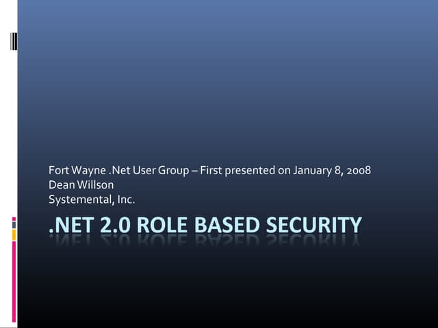 Implementing ASP.NET Role Based Security | PPT Implementing ASP.NET Role Based Security | PPT