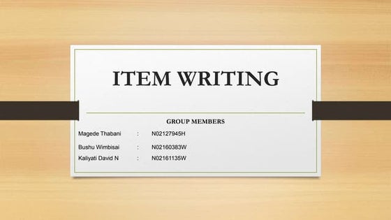 Writing Identification Tests | PPT