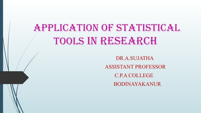 STATISTICAL TOOLS IN RESEARCH | PDF