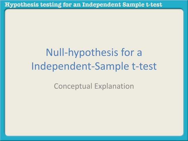 Independent sample t test | PPT