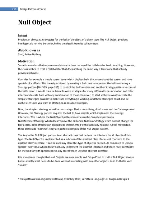 Null Object Design Pattern | PDF Null Object Design Pattern | PDF
