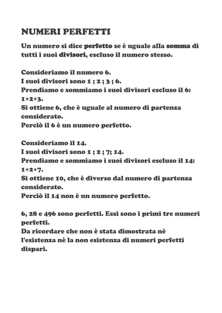 Numeri perfetti | DOCX