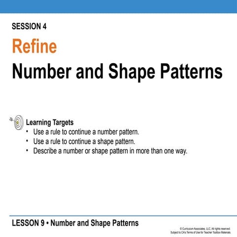 Number And Shape Patterns Lesson 9 Session 4 (REFINE).pptx