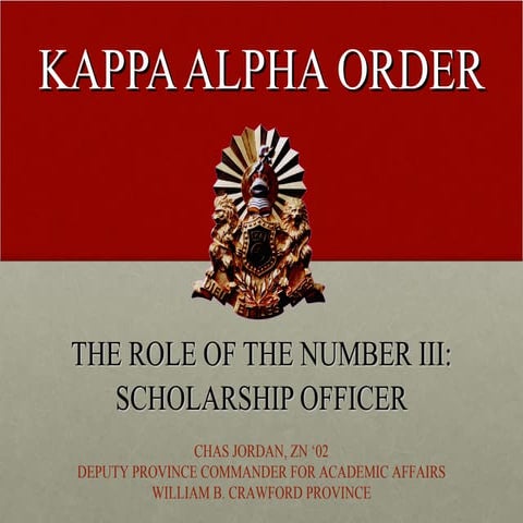 Number III - Your Role as the Scholarship Officer | PPT