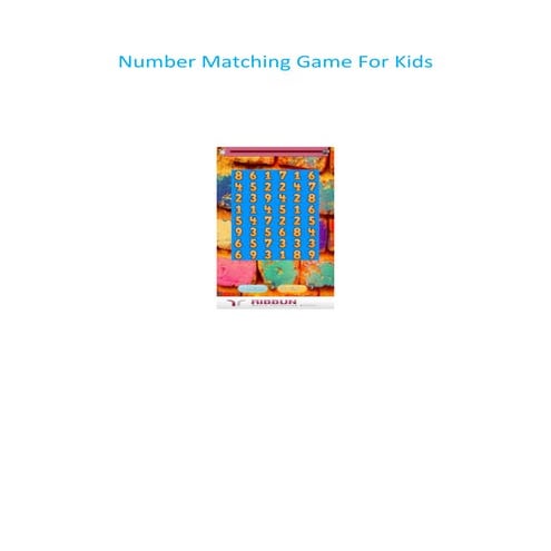 Number matching game for kids | PDF