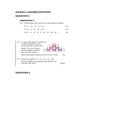 GRADE 8 MATHEMATICS NUMBER PATTERNS PRACTICE QUESTIONS.pdf
