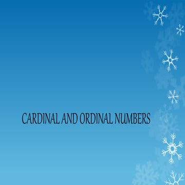 Cardinal and Ordinal Numbers | PPTX
