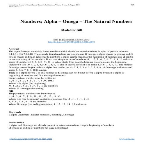 Numbers - ALPHA OMEGA ; the natural numbers by mudabbir gill | PDF