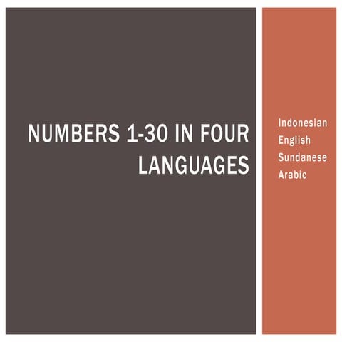 Numbers 1-30 in four languages | PPT