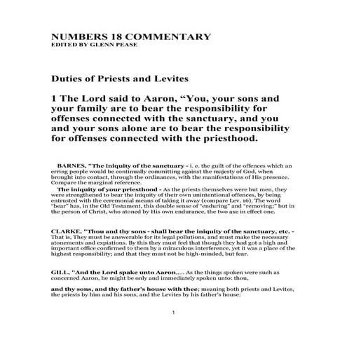 Numbers 18 commentary | PDF