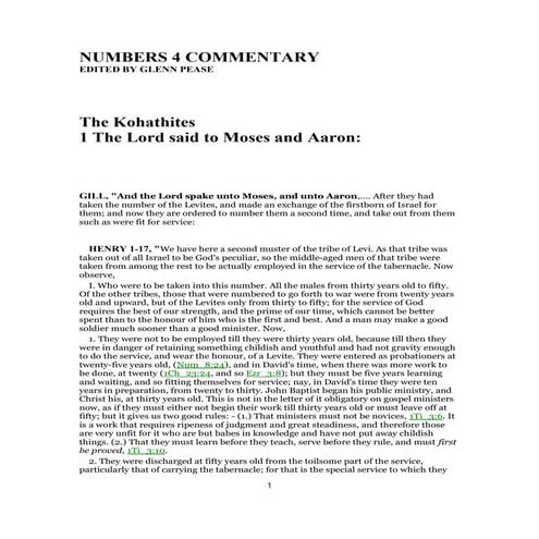 Numbers 4 commentary | PDF