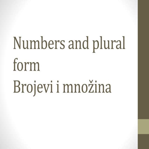 Numbers and plural in the Serbian Language | PPT