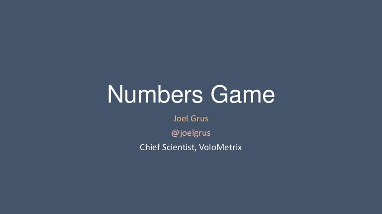 Numbers game