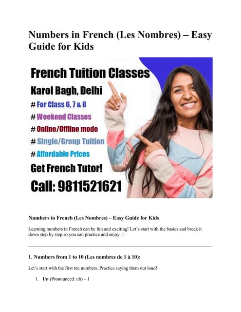 Numbers in french (1) | PPTX