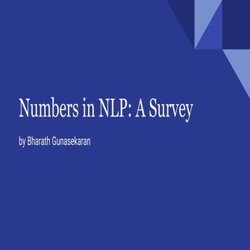 Numbers In NLP: A Survey | PPTX