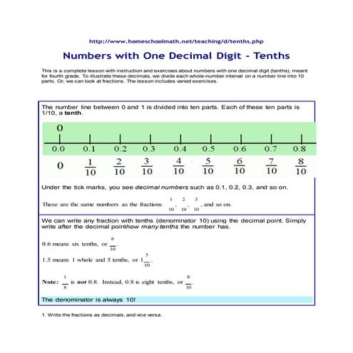 Numbers with one decimal digit | PDF
