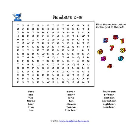 Numbers Wordsearch | PDF