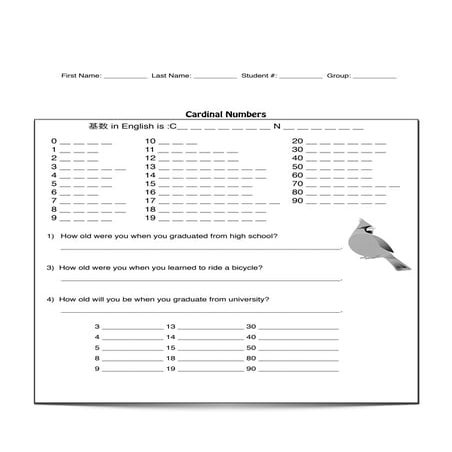 Numbers worksheet | PDF