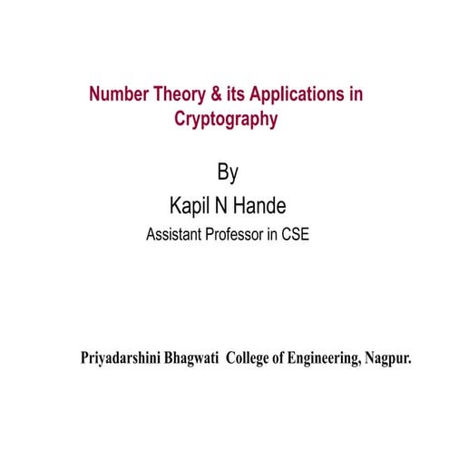 Number Theory and Its Applications in Cryptography | PPT