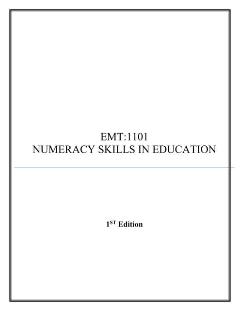 Numeracy Skills In Education Pdf