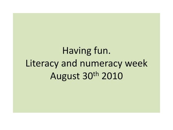 Literacy and numeracy week | PPT