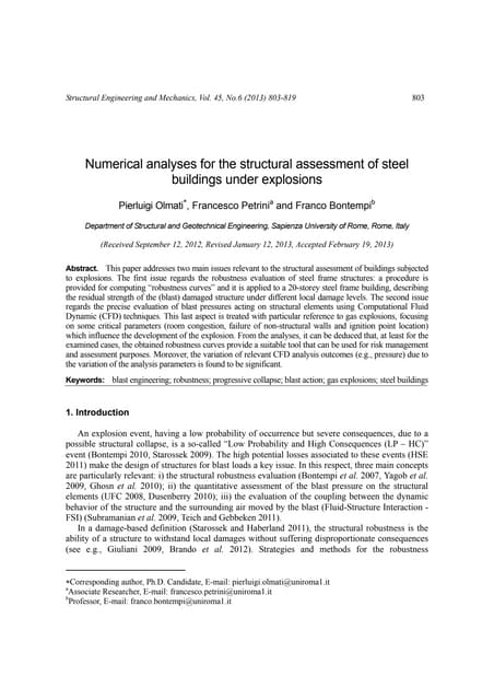 Structural robustness analysis of RC frames under seismic and blast chained loads scenarios | PDF