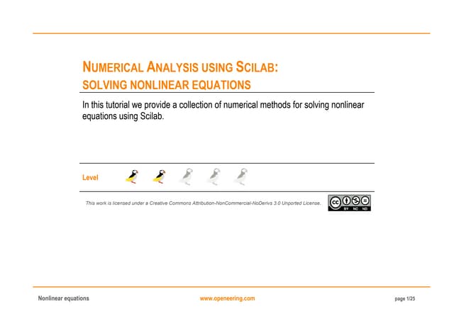 Numerical Analysis Using Scilab Solving Nonlinear Equations Ppt