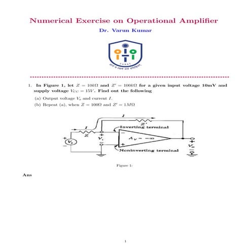 Numerical exercise on OP-AMP | PDF
