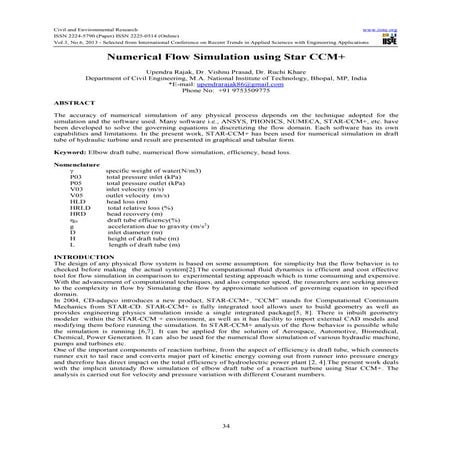 Numerical flow simulation using star ccm+ | PDF
