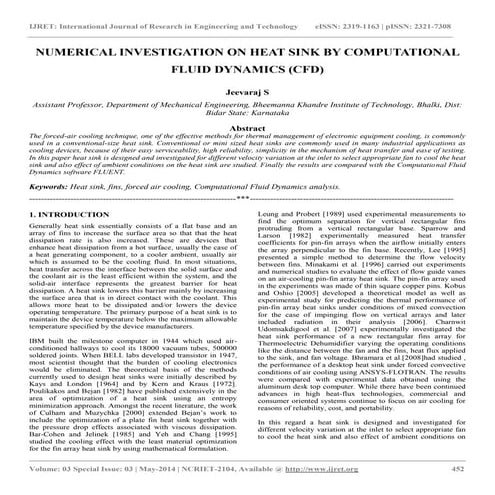 Numerical investigation on heat sink by computational fluid dynamics (cfd) | PDF