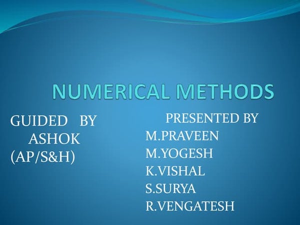 Numerical Analysis Ppt Ppt