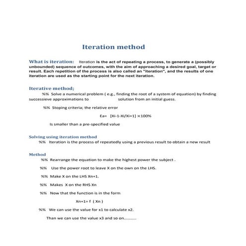 Numerical Methods Presentation 11 Iteration Method Pdf