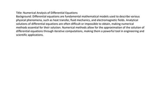 Numerical Methods And Its Applications Ppt