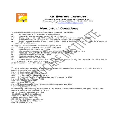 Numerical questions | PDF
