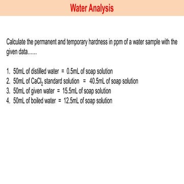 Solved Numericals on Water Analysis: EDTA Method, Clark Method, Lime ...