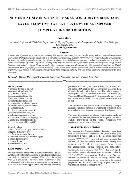 Numerical simulation on laminar convection flow and heat transfer over a non isothermal ...