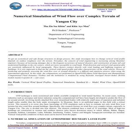 Numerical simulation of wind flow over complex terrain (yangon city) | PDF