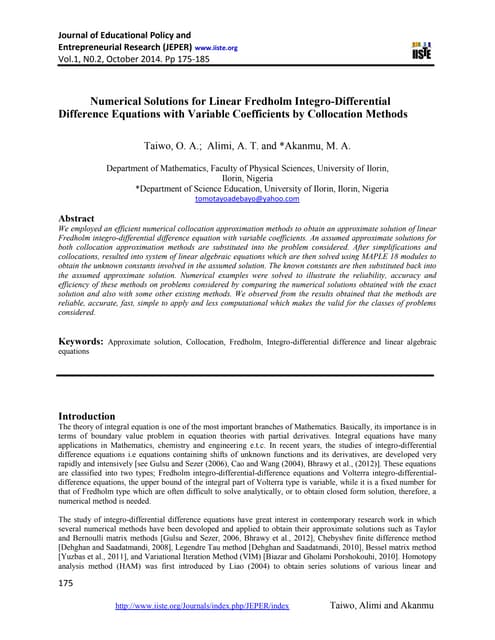 Numerical Solutions For Linear Fredholm Integro Differential Pdf