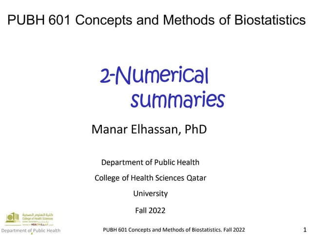 Numerical Summaries Numerical Summaries Numerical Summaries Pdf