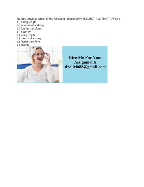 Numpy Provides Which Of The Following Functionality Select All Thatpdf 1974