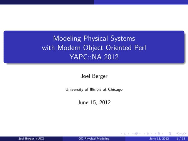 Modeling Physical Systems With Modern Object Oriented Perl Ppt 5549