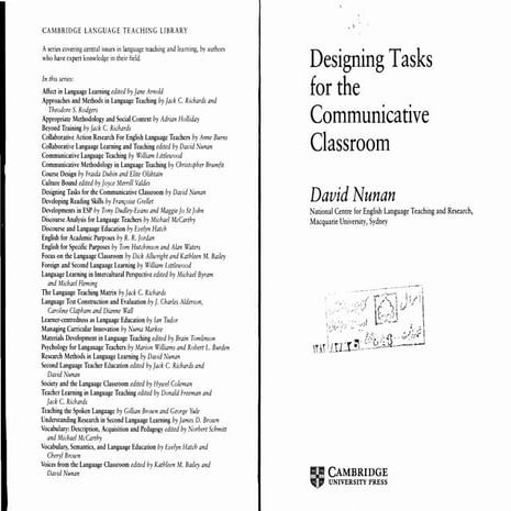 (David Nunan ) designing tasks for the communicative classroom | PDF