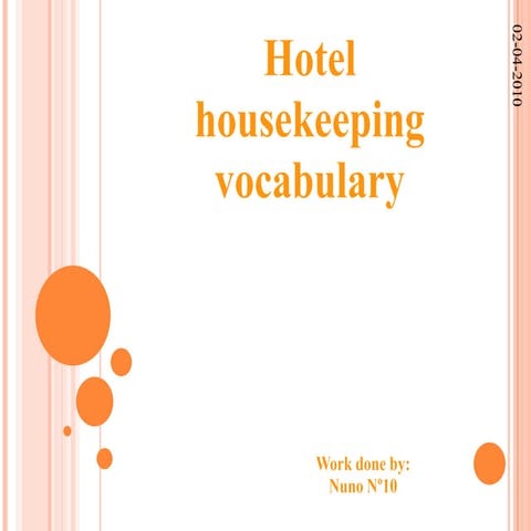 Hotel Housekeeping Vocabulary - Nuno | PPTX